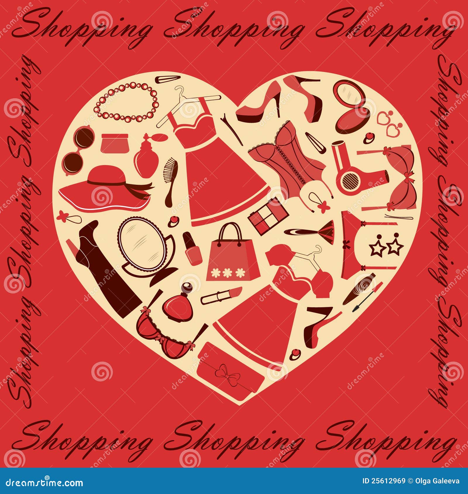 Heart shopping stock vector. Illustration of decorate - 25612969