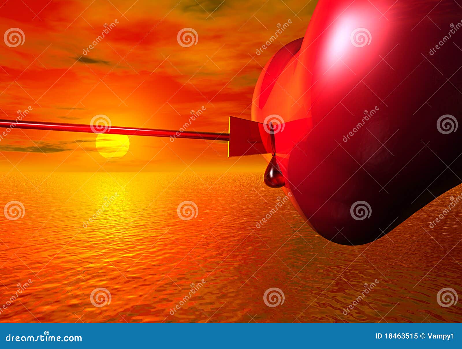 A heart shot with an arrow stock illustration. Illustration of sunset ...