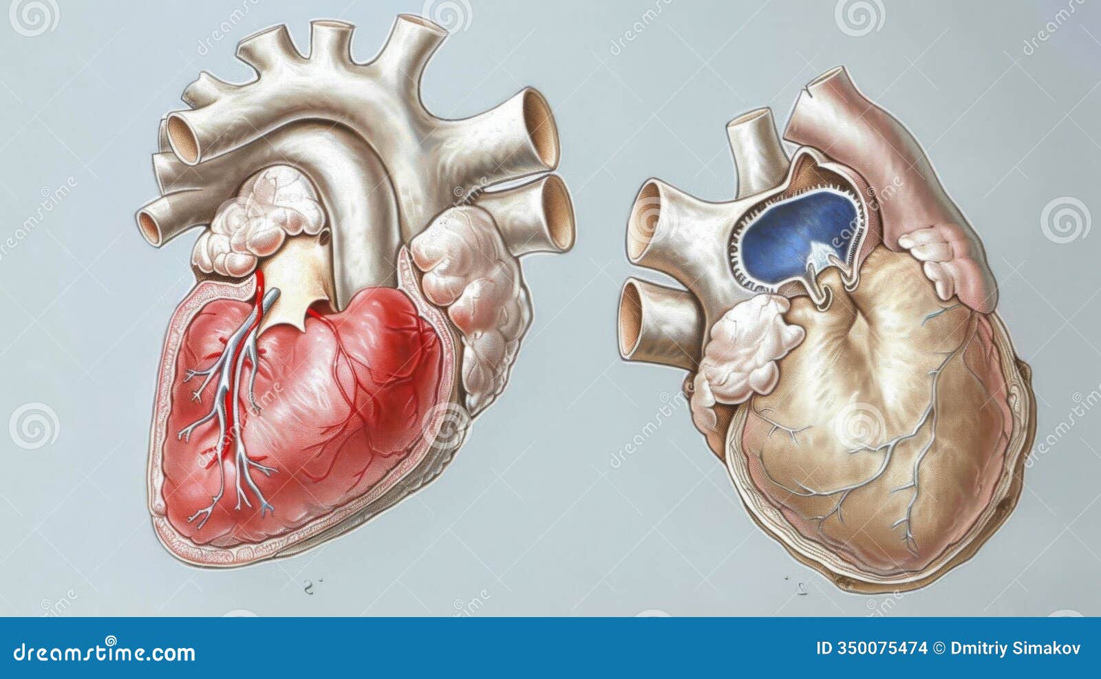 The Heart is Shown in Two Different Positions, One with the Valves Open ...