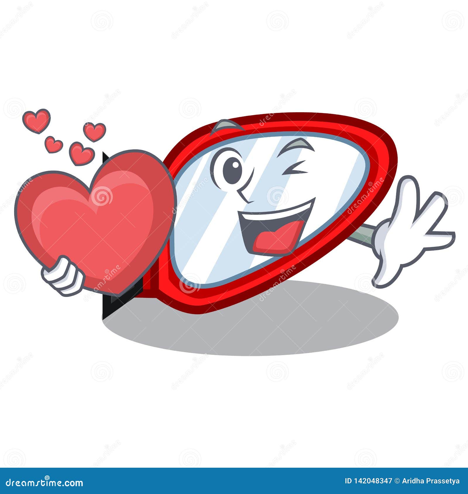 With Heart Side Mirror in a Cartoon Box Stock Vector - Illustration of ...