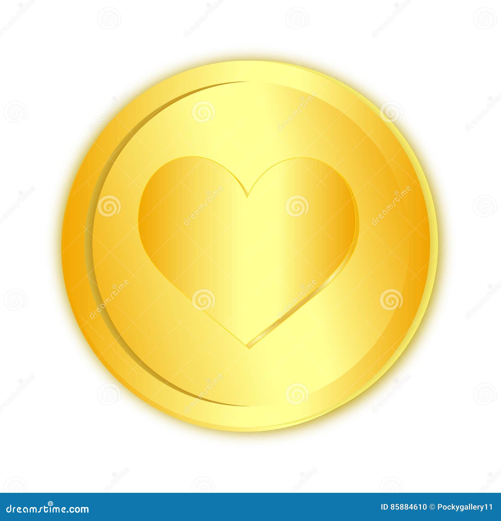 Heart sign in golden coin stock vector. Illustration of objects - 85884610