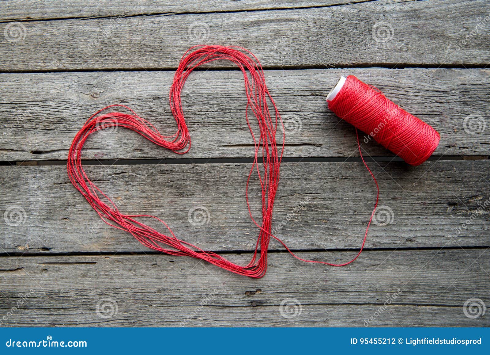 Heart Sign Made from Red Thread Stock Photo - Image of celebrate, bond ...
