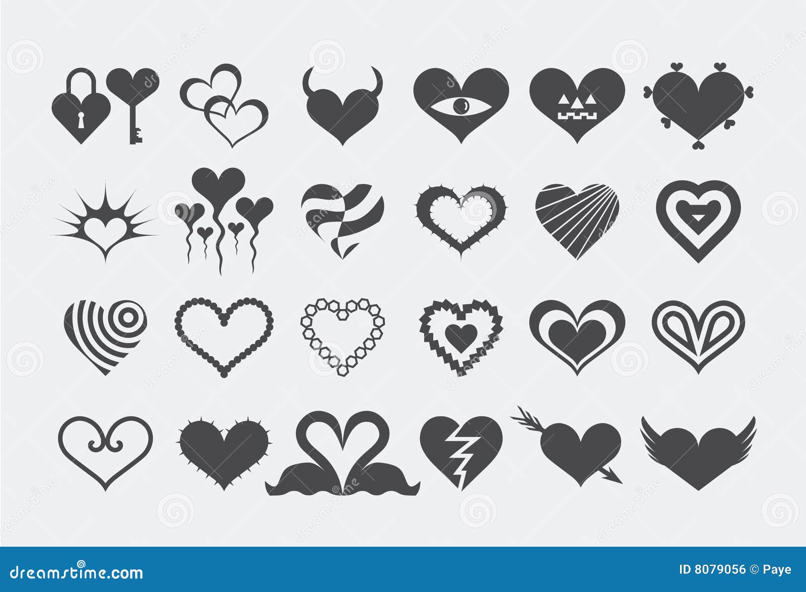 Heart Silhouettes stock vector. Illustration of gray, decoration - 8079056