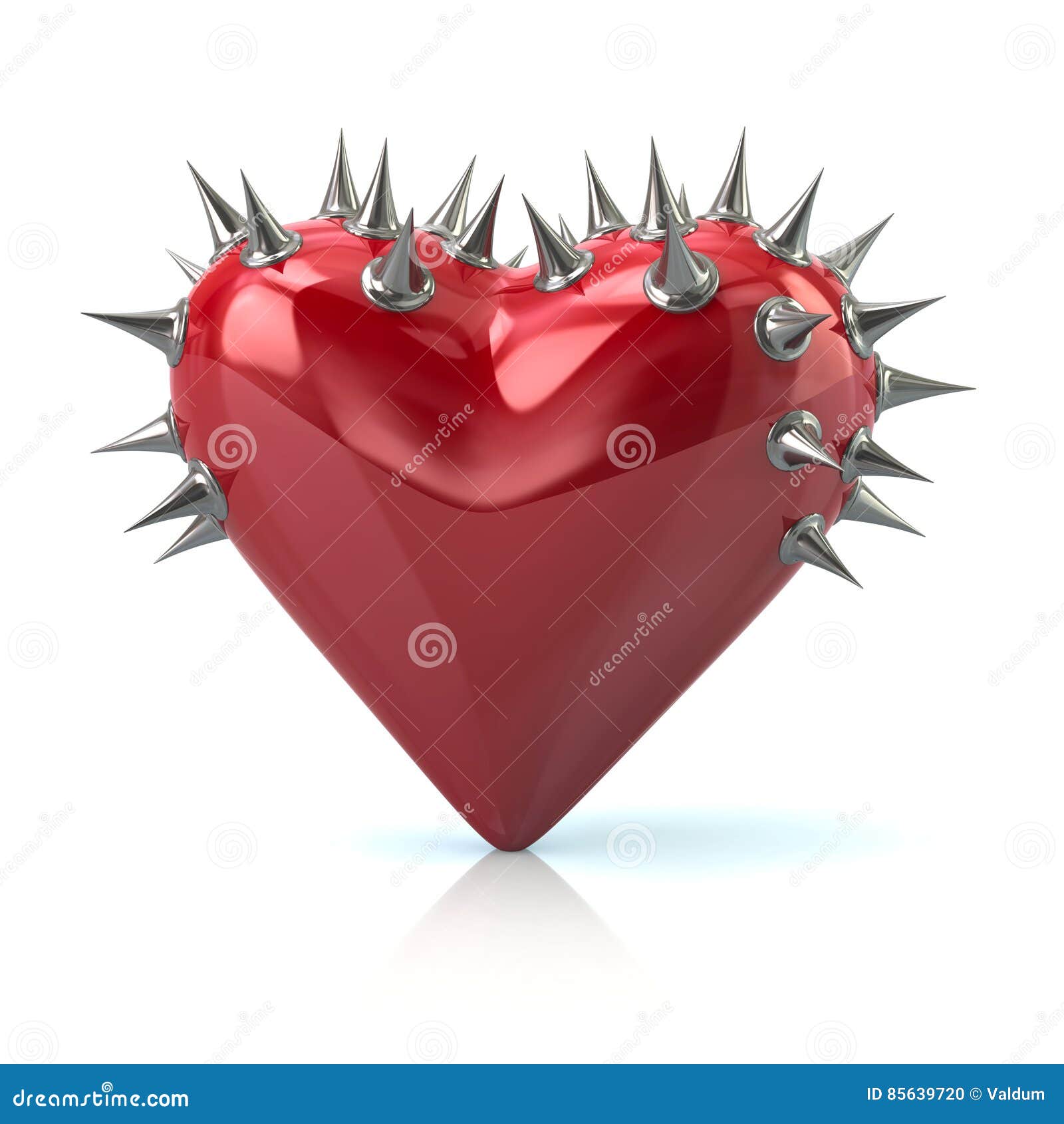 Heart with Silver Metal Spikes Stock Illustration - Illustration of ...