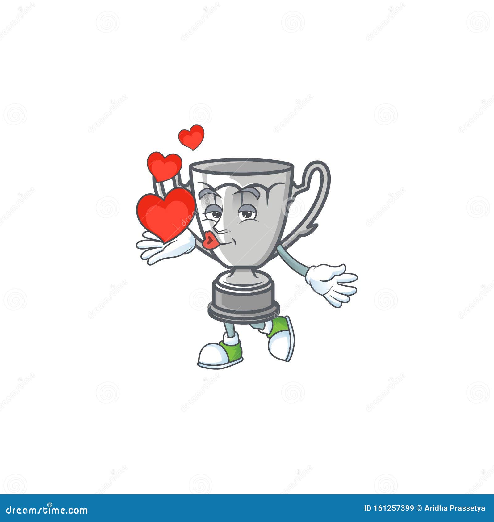 With Heart Silver Trophy Isolated with the Character Stock Vector ...