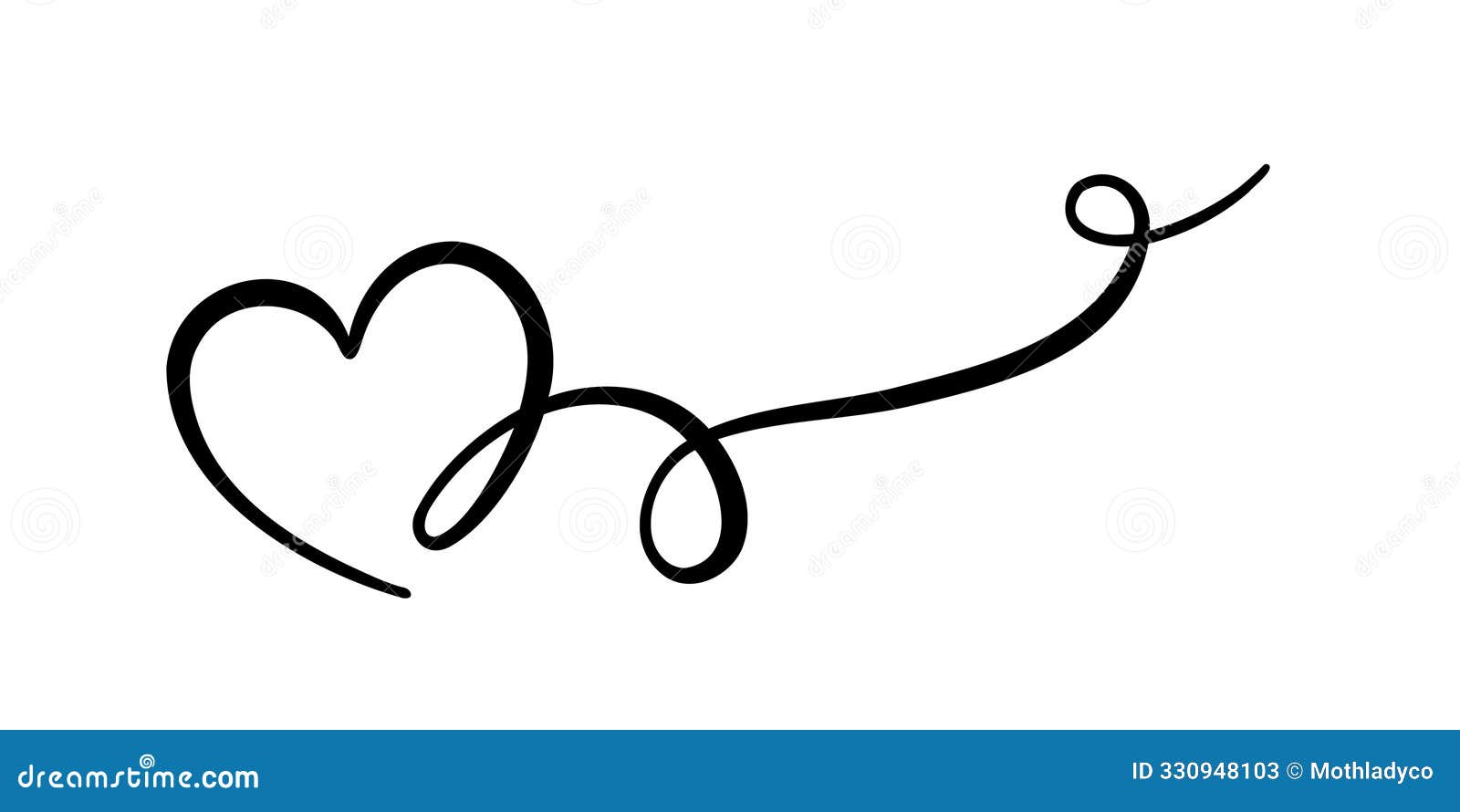 Heart Single Line Loop Banner Decorative Element Stock Vector ...