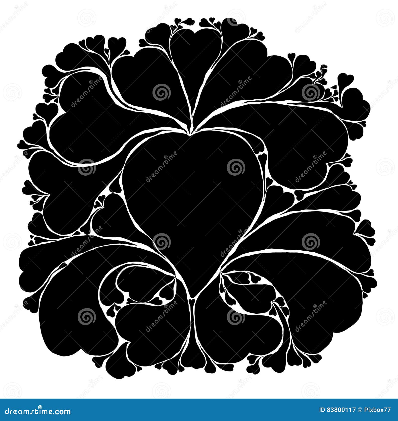 Heart Sketch Pattern with Pencil Drawing Style Stock Illustration ...