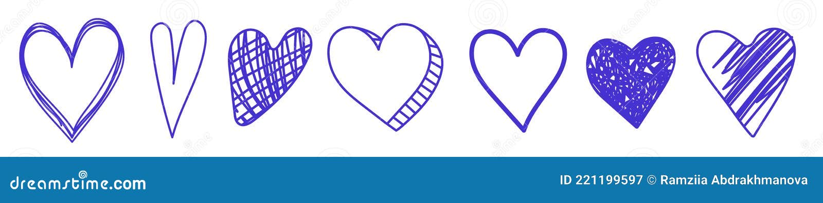 Heart Sketch Set. Blue Cute Cartoon Icon Stock Vector - Illustration of ... Heart Sketch Set. Blue Cute Cartoon Icon Stock Vector - Illustration of ...