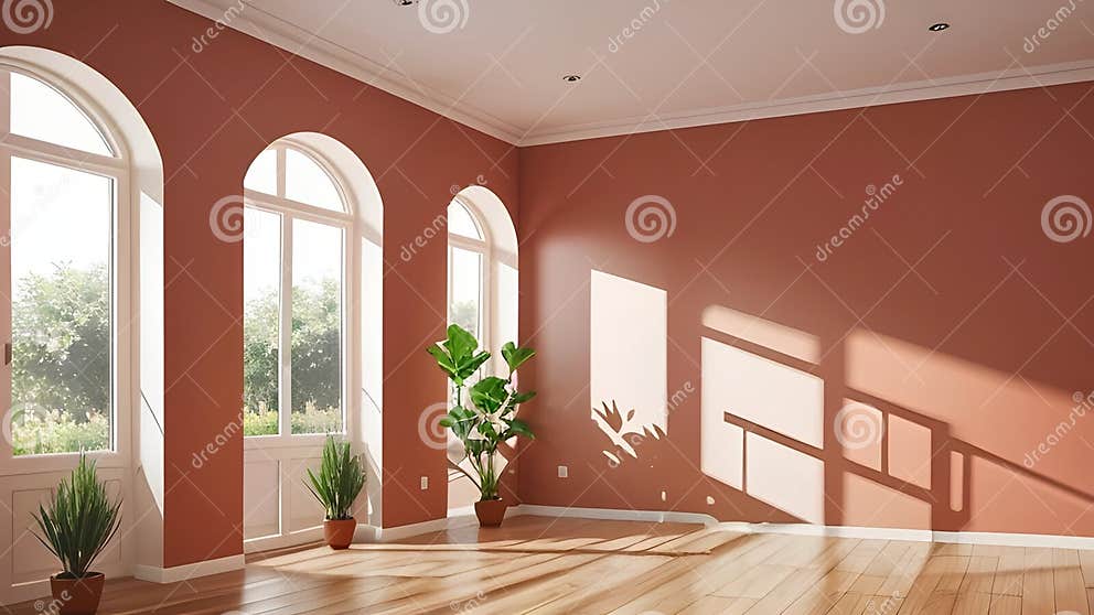 An Empty Modern Room with Plants, AI Generated Stock Illustration ... An Empty Modern Room with Plants, AI Generated Stock Illustration ...
