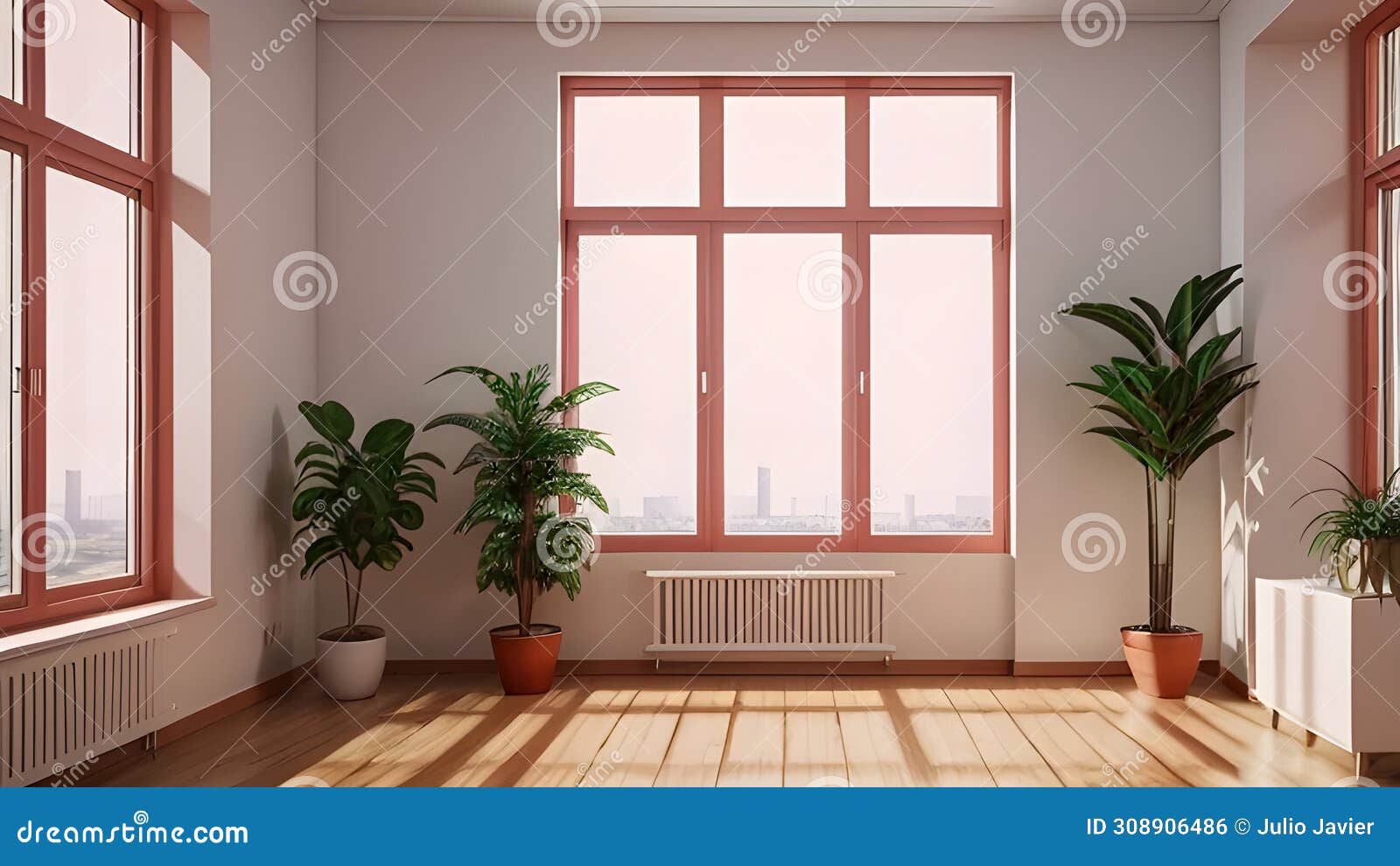 An Empty Modern Room with Plants, AI Generated Stock Illustration ... An Empty Modern Room with Plants, AI Generated Stock Illustration ...