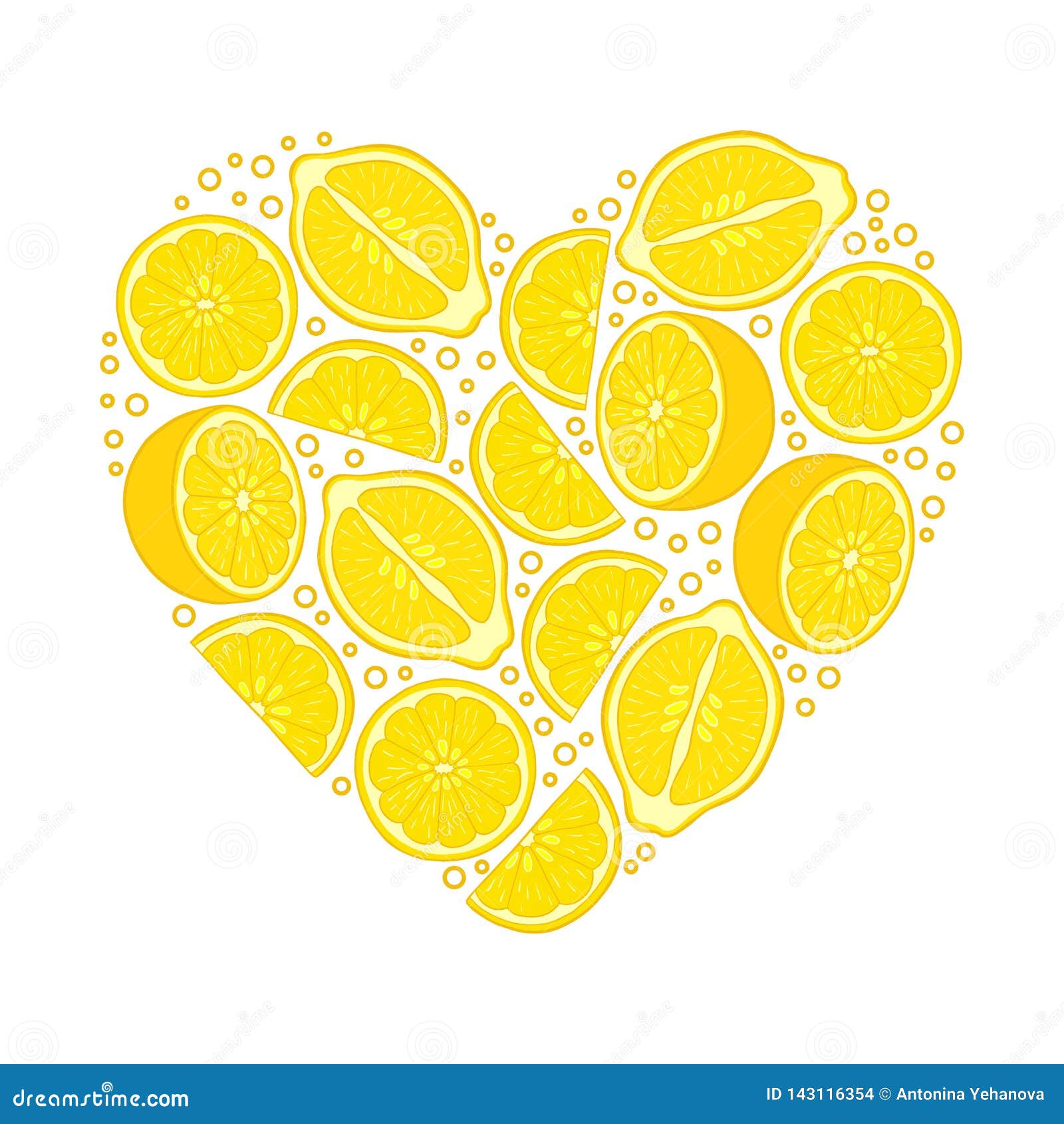 Heart from slices of lemon stock vector. Illustration of lemons - 143116354