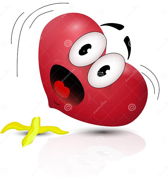 Heart Slipped.Funny Heart Slipped on a Banana Peel. Stock Vector ...