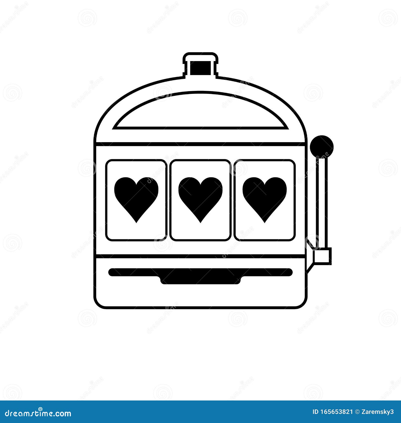 Heart Slot Machine Icon Black and White Vector Illustration Stock ...