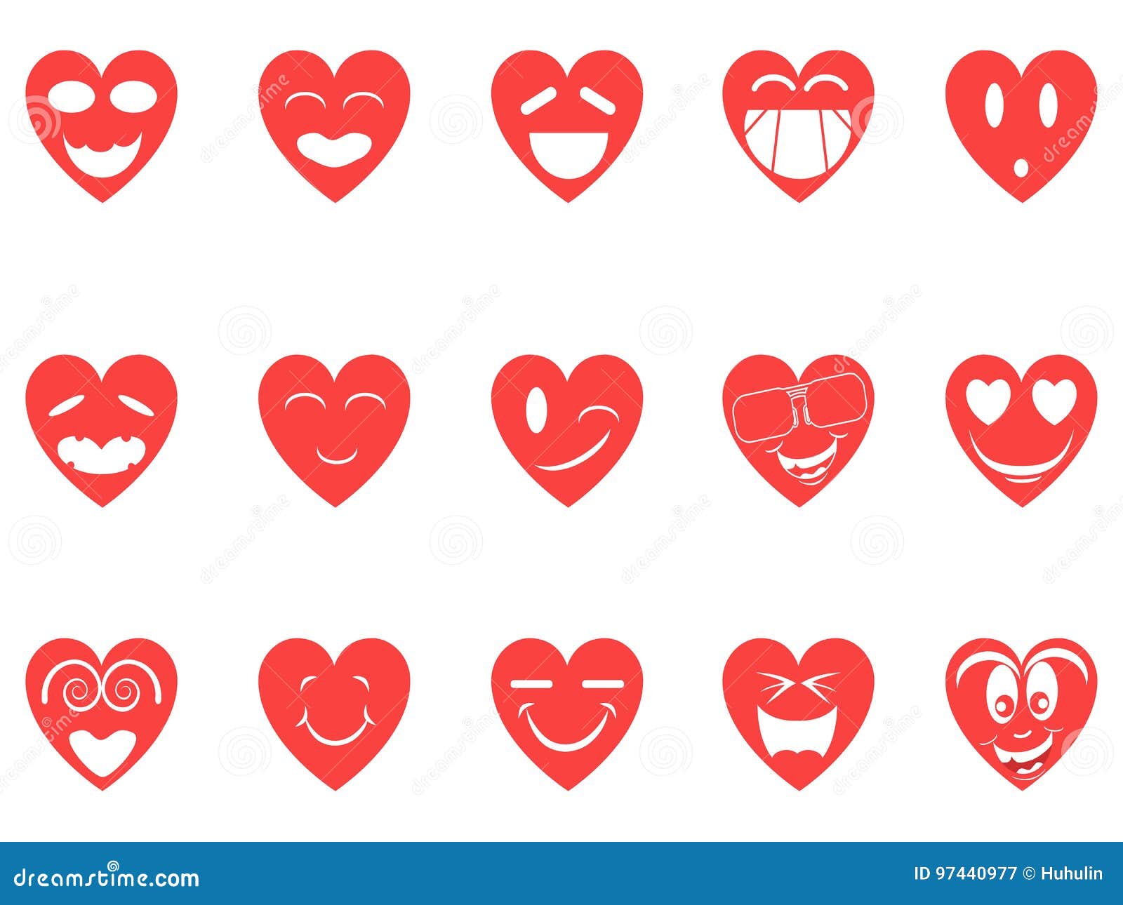 Heart smiley icons set stock vector. Illustration of isolated - 97440977