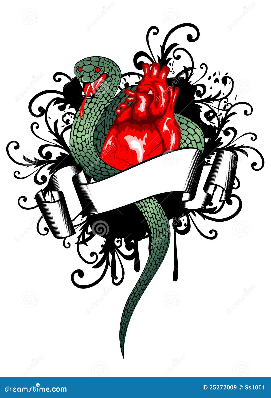 Heart and snake stock vector. Illustration of medical - 25272009