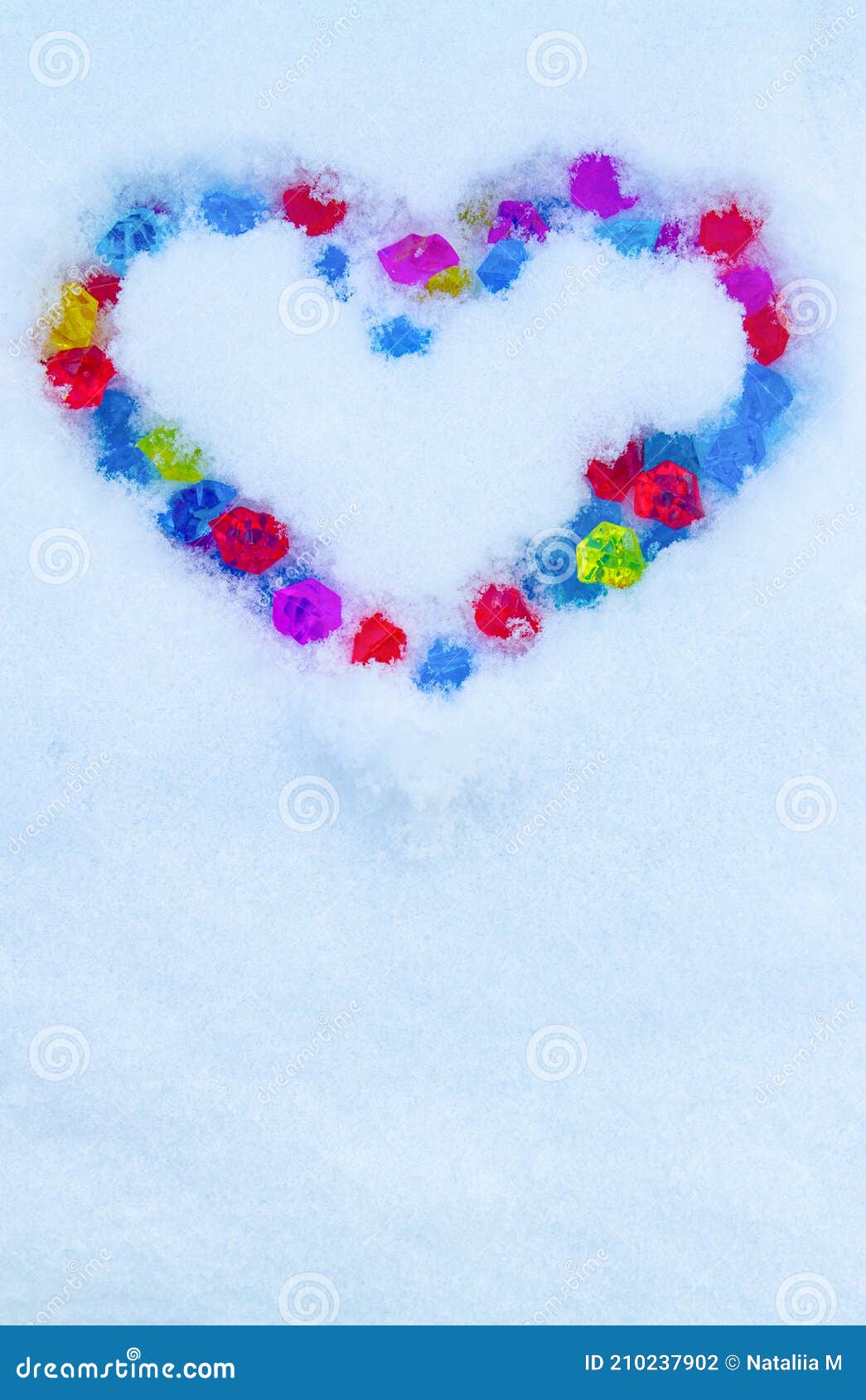 Heart on snow stock photo. Image of february, primitive - 210237902