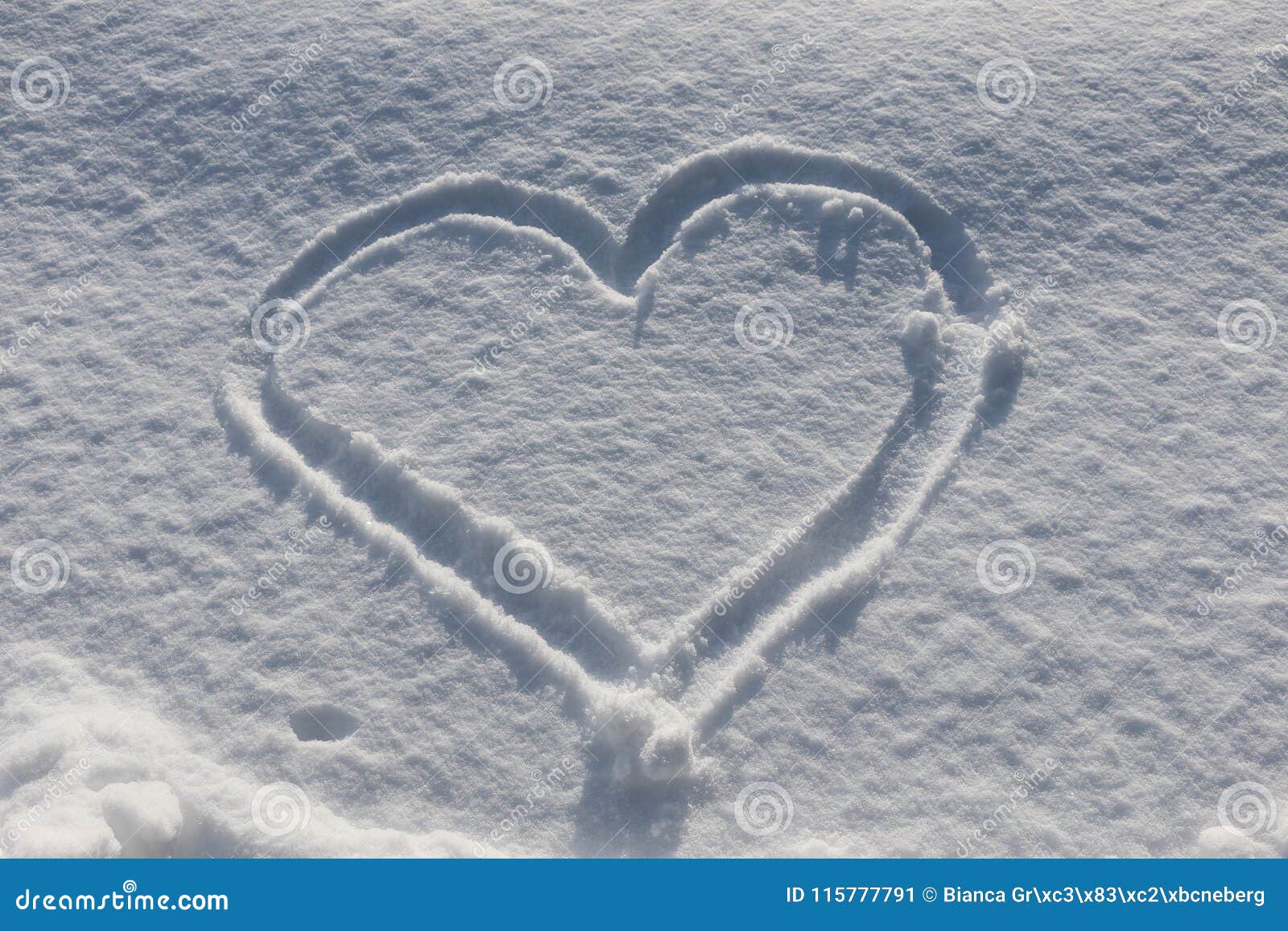 Heart in the snow stock image. Image of detail, drawn - 115777791