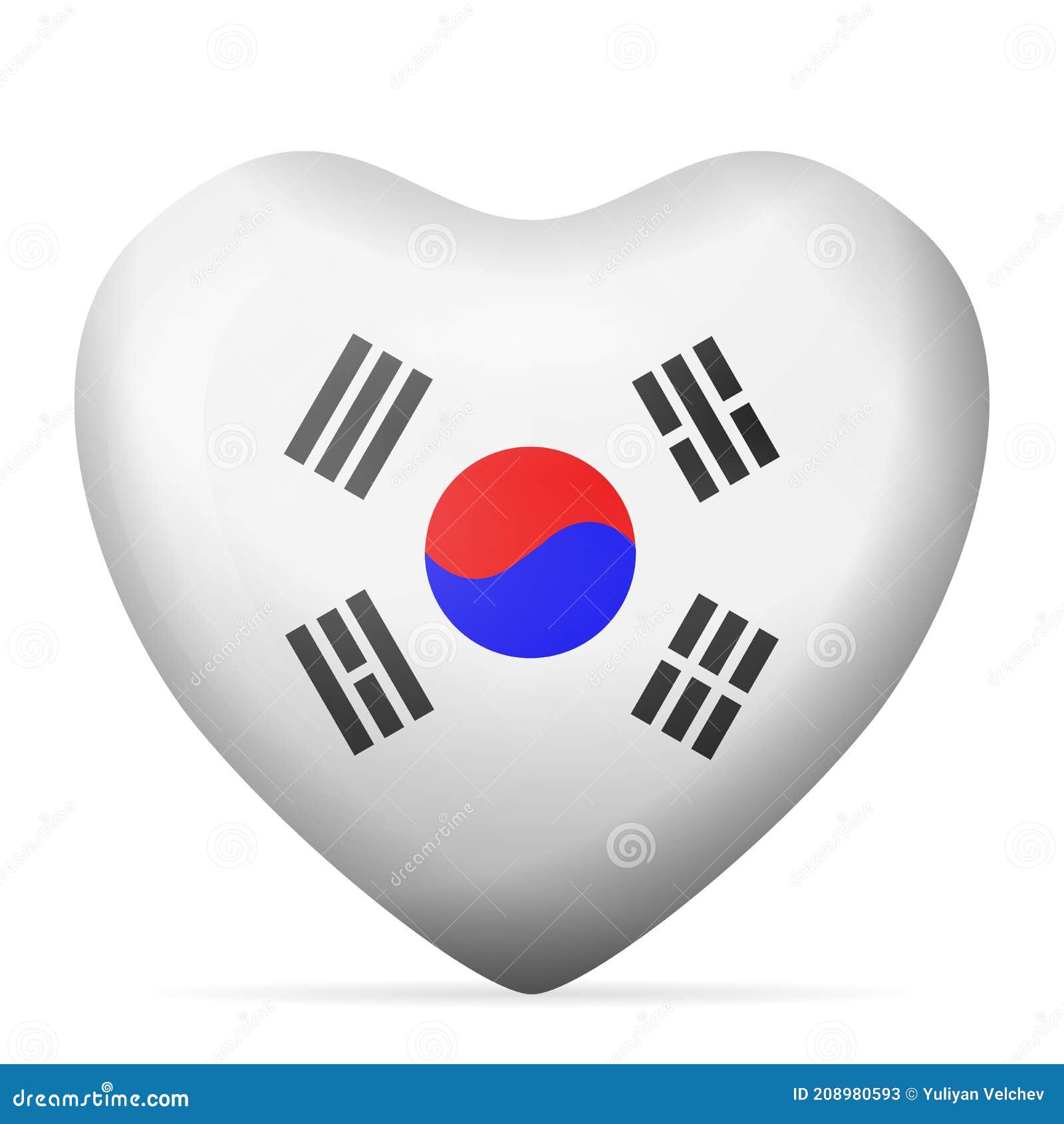 Heart South Korea flag stock vector. Illustration of national - 208980593
