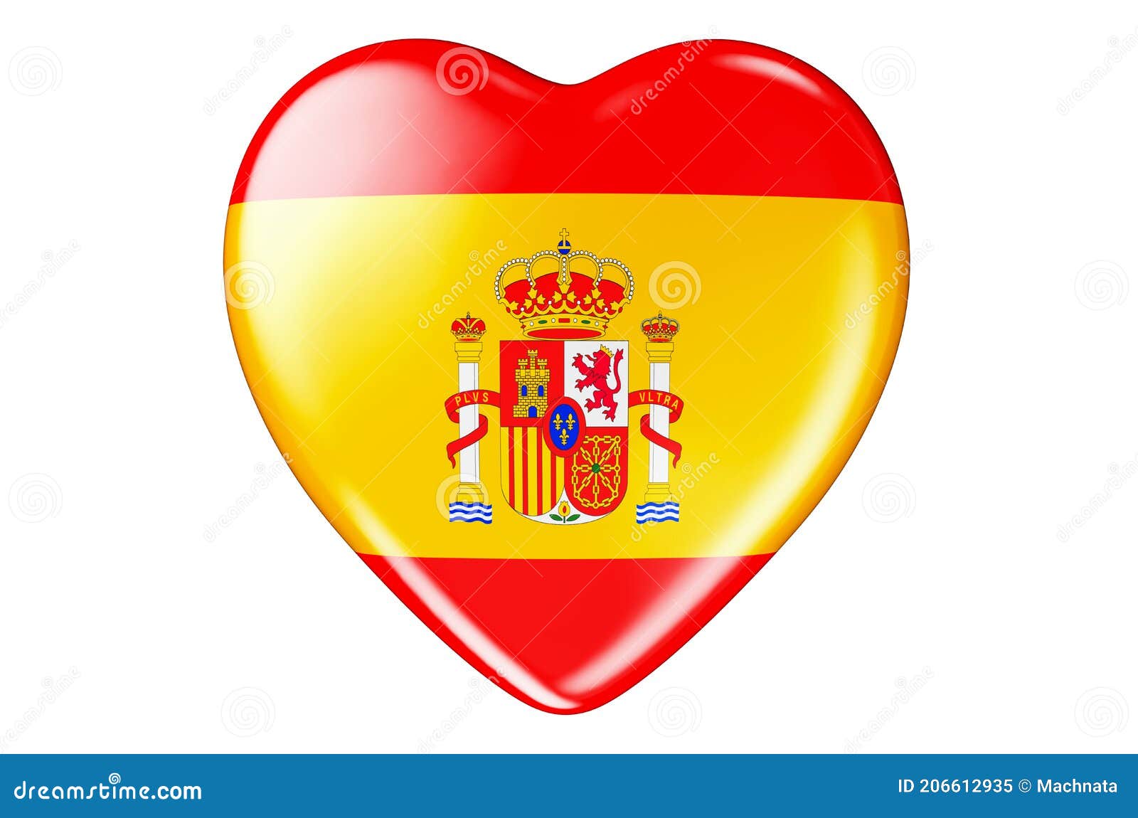 Heart with Spanish Flag, 3D Rendering Stock Illustration - Illustration ...