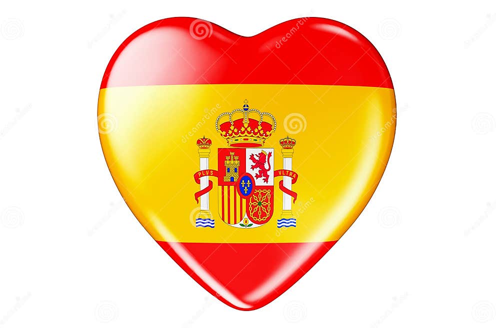Heart with Spanish Flag, 3D Rendering Stock Illustration - Illustration ...