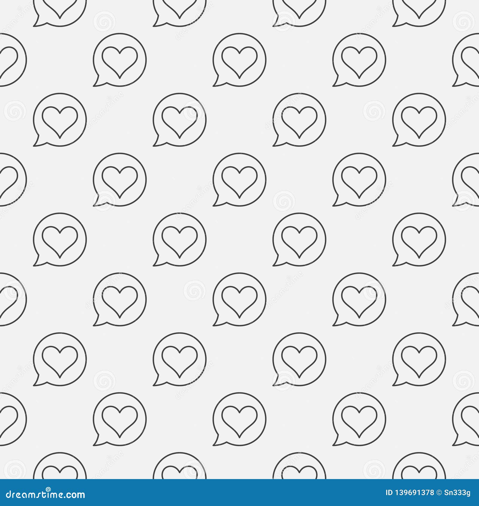 Heart in Speech Bubble Vector Outline Seamless Pattern Stock Vector ...