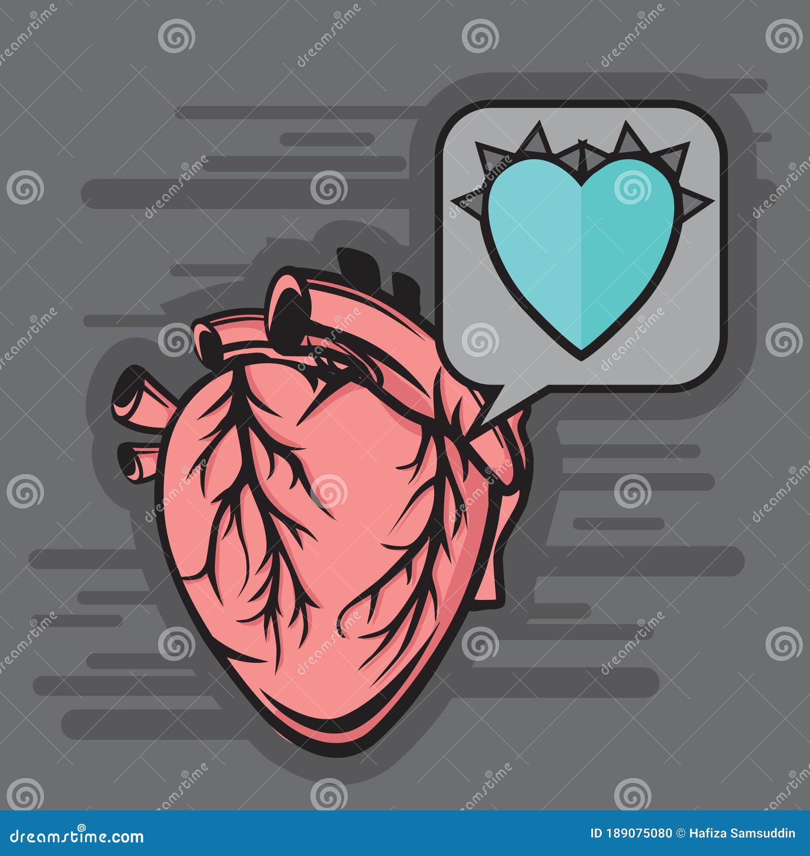 Heart with Spikes. Vector Illustration Decorative Design Stock Vector ...