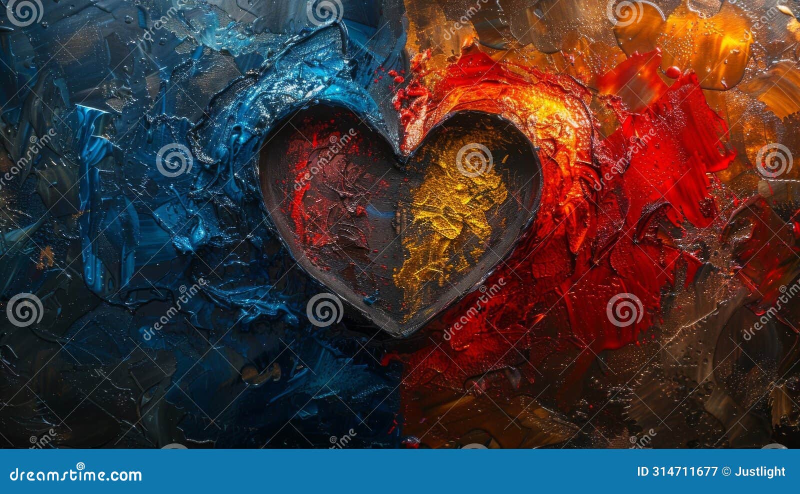 A Heart Split in Half with One Side Showing Love and the Other Showing ...