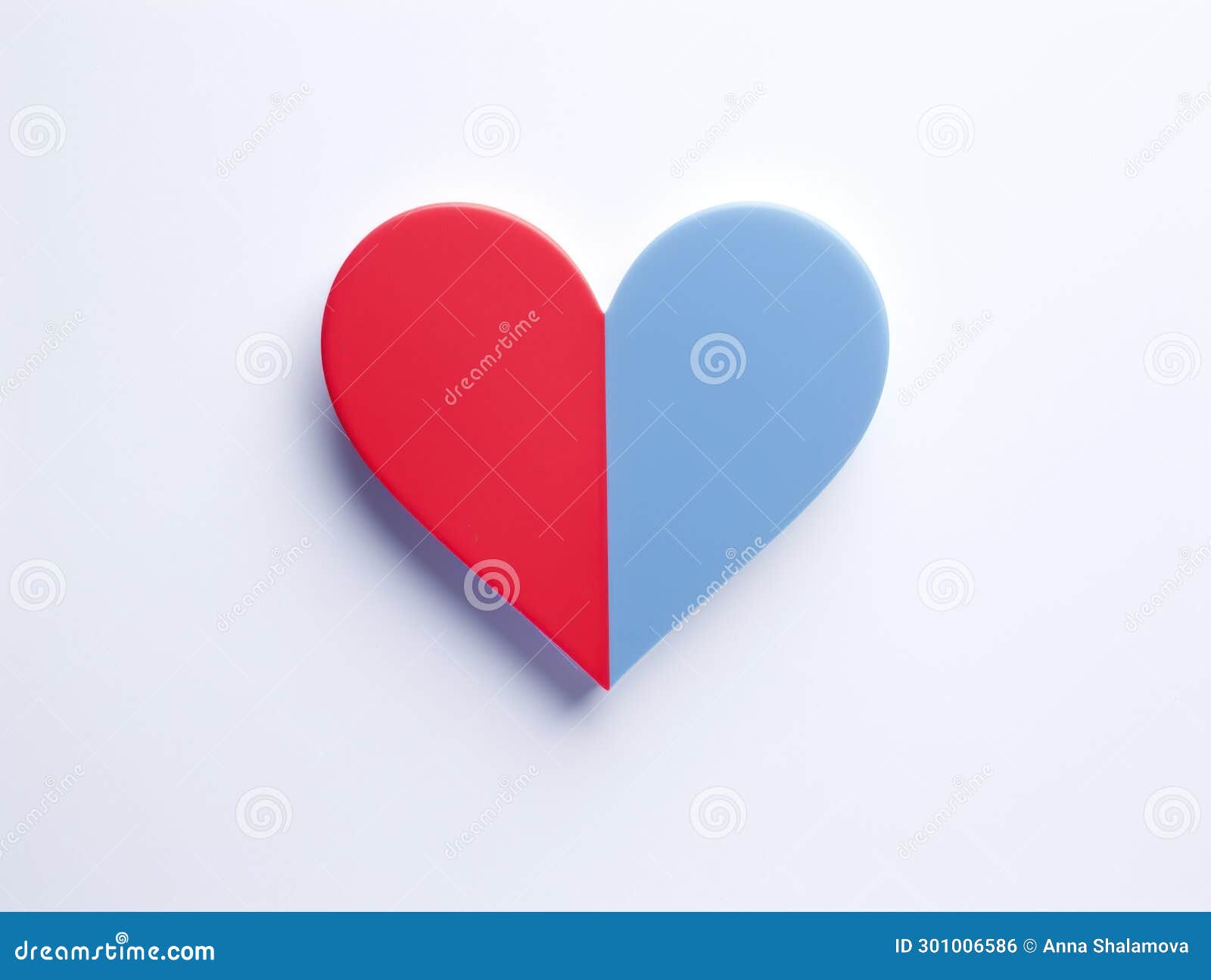 A Heart Split into Red and Blue Halves. the Concept Explores Duality in ...