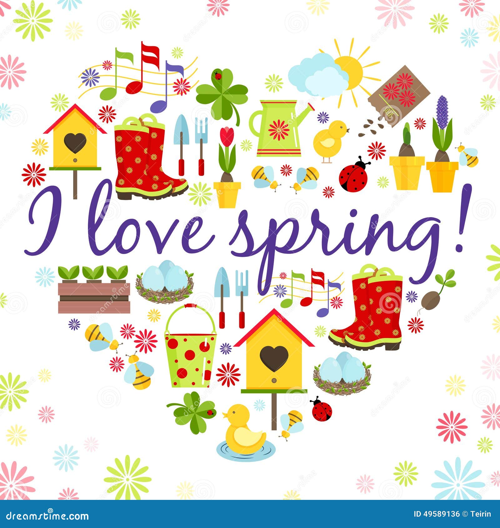 Heart Spring Background Vector Illustration | CartoonDealer.com #49589136