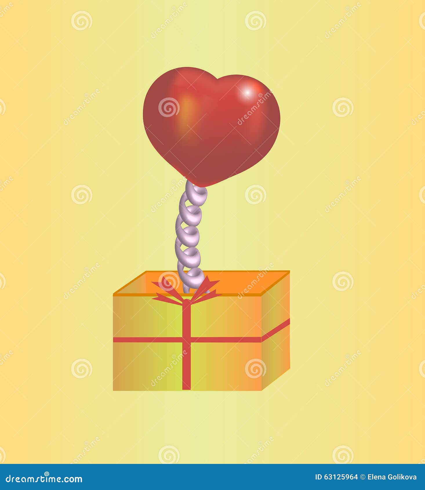 Heart on the Spring in a Gift Box Stock Illustration - Illustration of ...