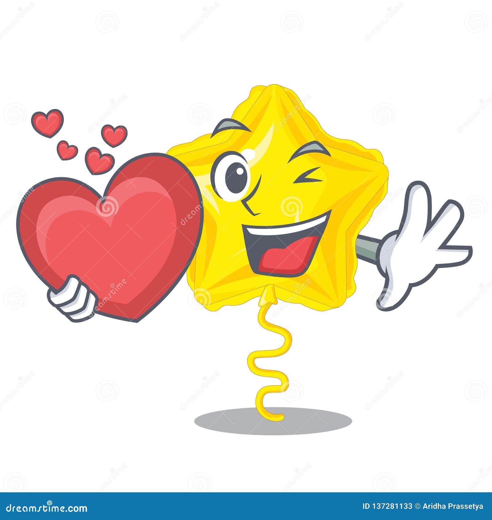 With Heart Star Balloon in the Cartoon Shape Stock Vector ...