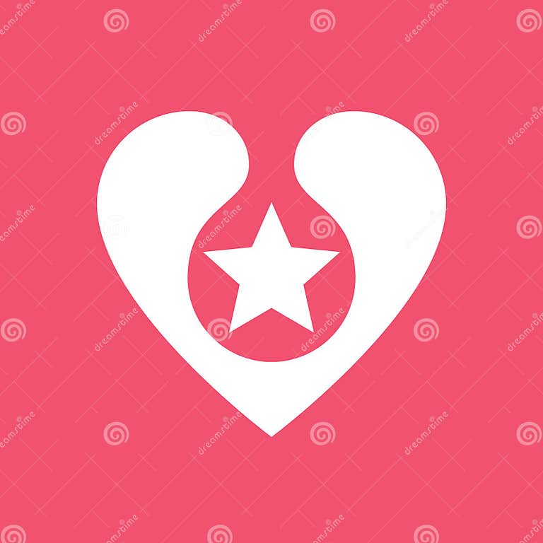 Heart with Star Inside. Vector Design Element, Label or Badge. Stock ...