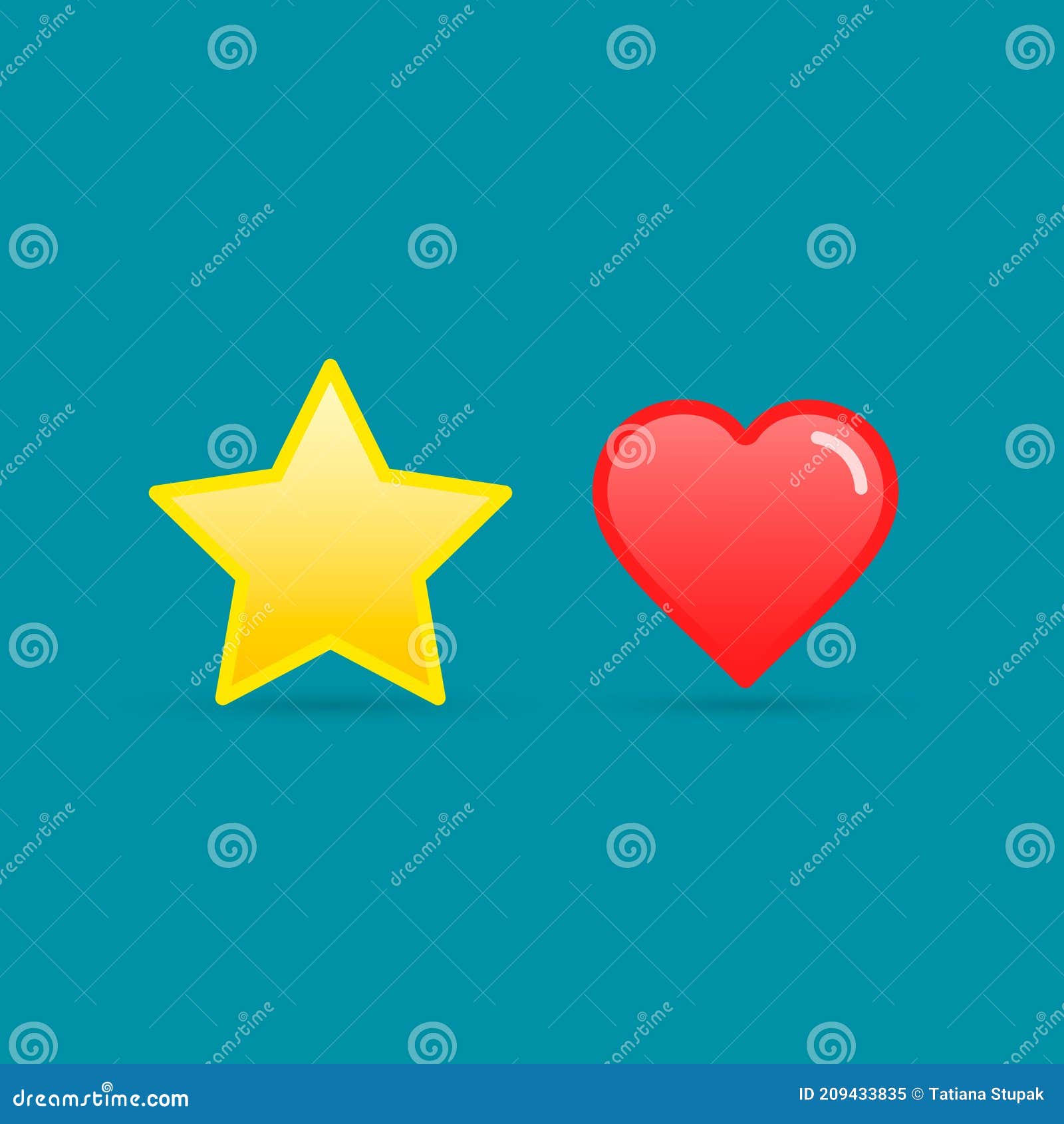 Heart and Star Symbol Set, Vector Isolated Flat Icon Stock Vector ...