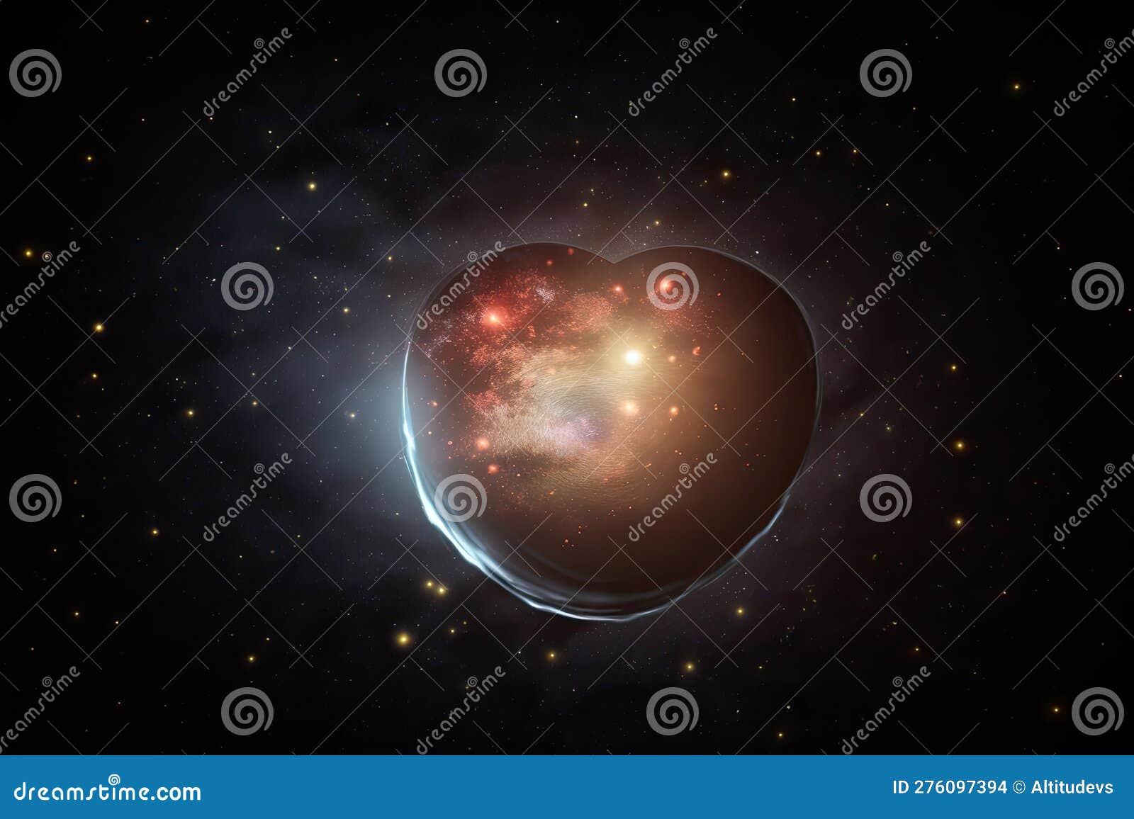 Heart, with Stars and Planets Visible in the Night Sky of a Distant ...
