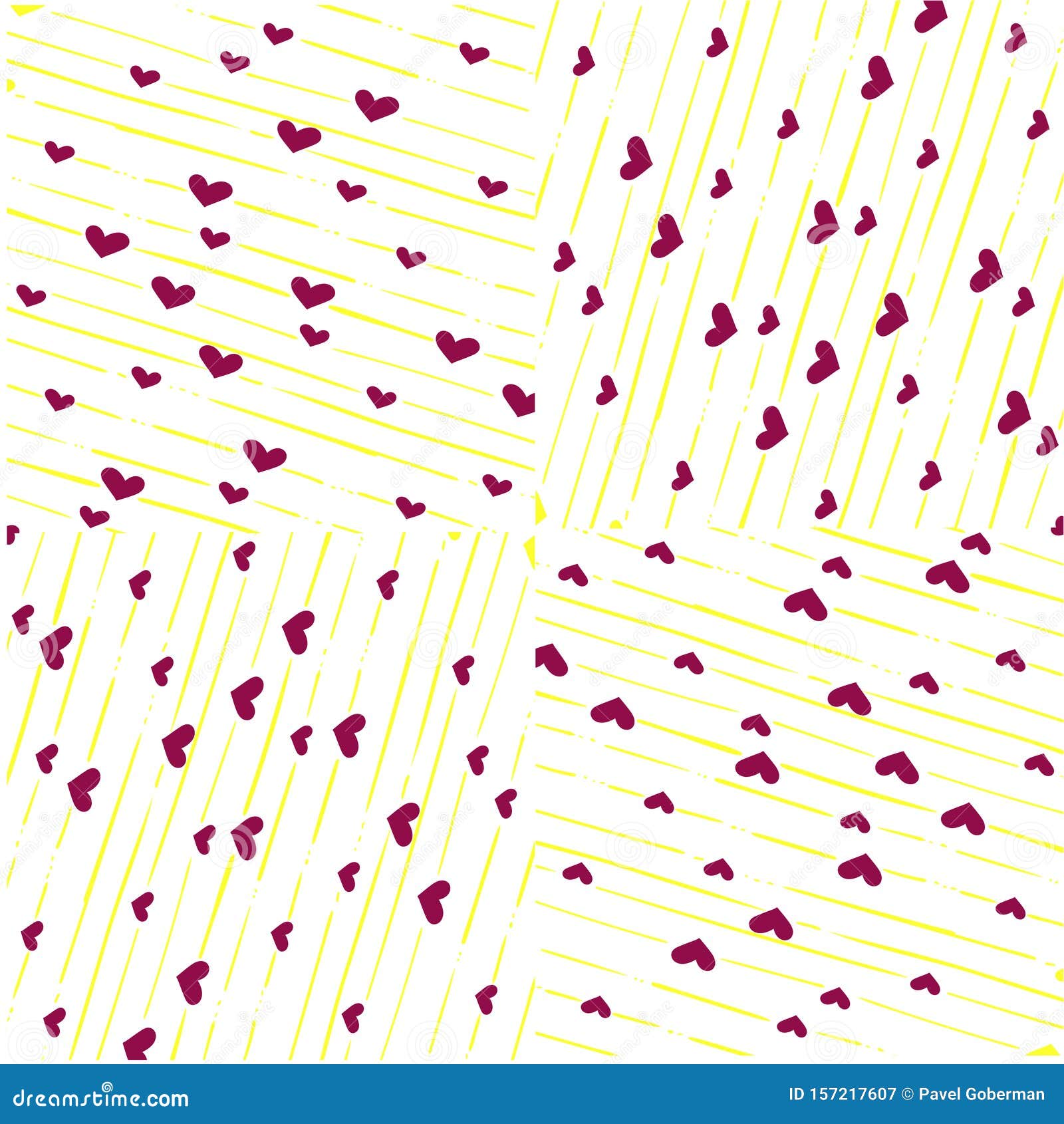 Heart and Stripes Hand Drawn by Pattern Stock Illustration ...