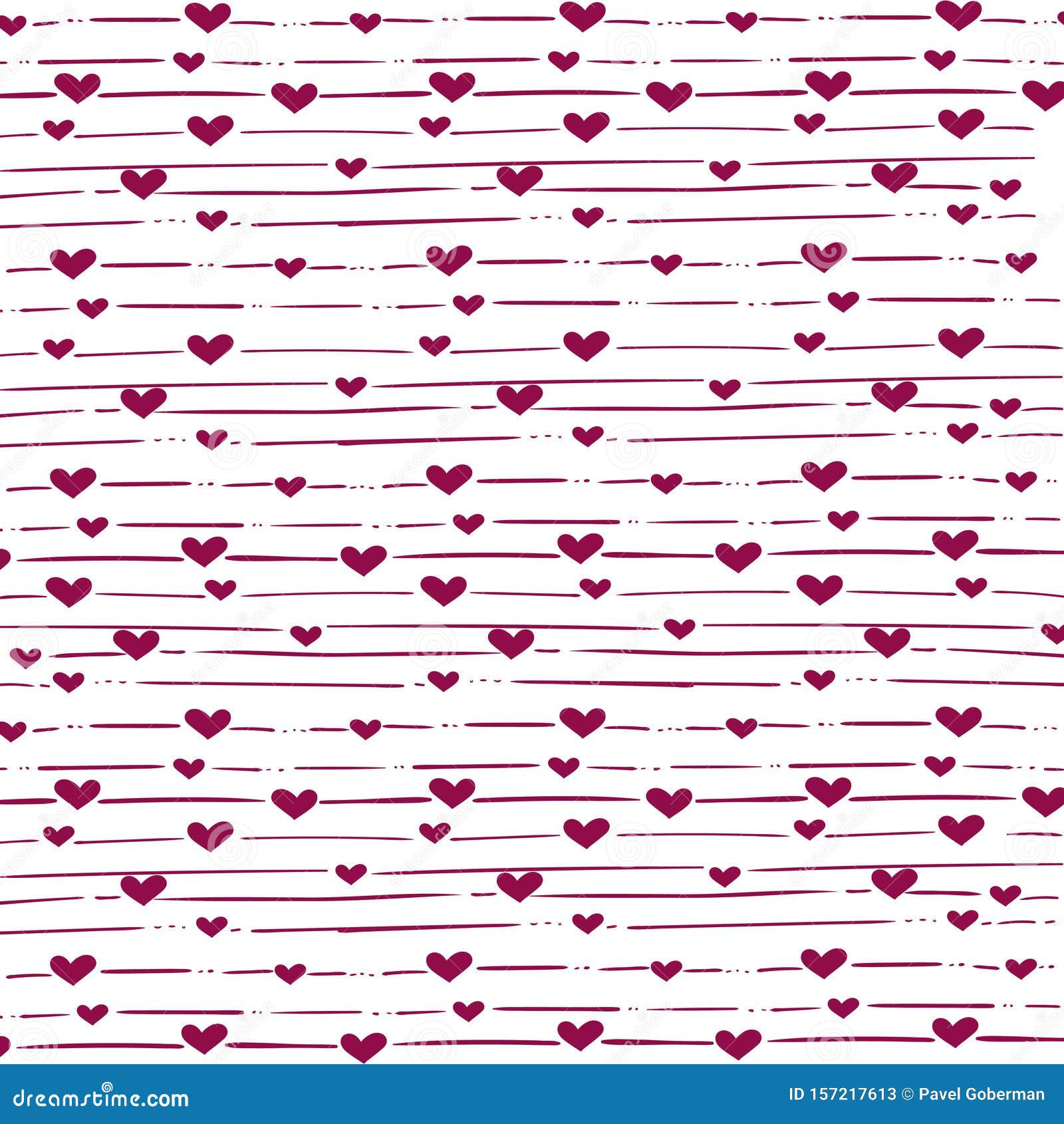Heart and Stripes Hand Drawn by Pattern Stock Illustration ...