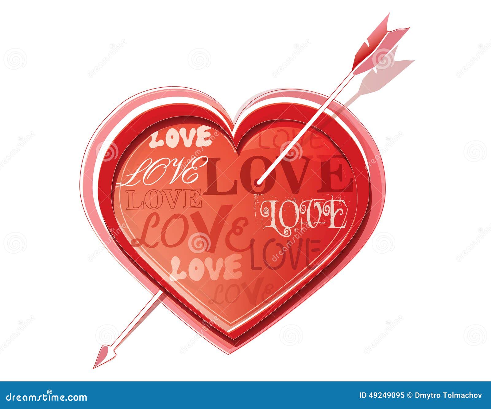 Heart Struck by Cupid S Arrows Stock Vector - Illustration of ...