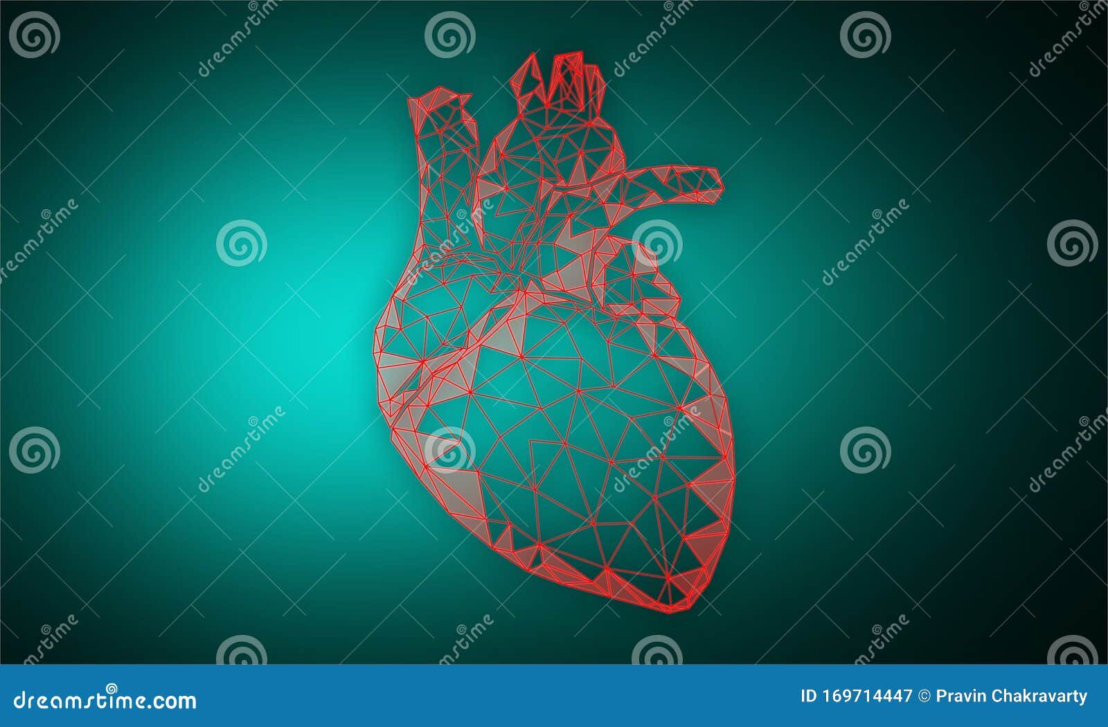 Heart Structure 3D Render Concept. Polygonal Science Research ...