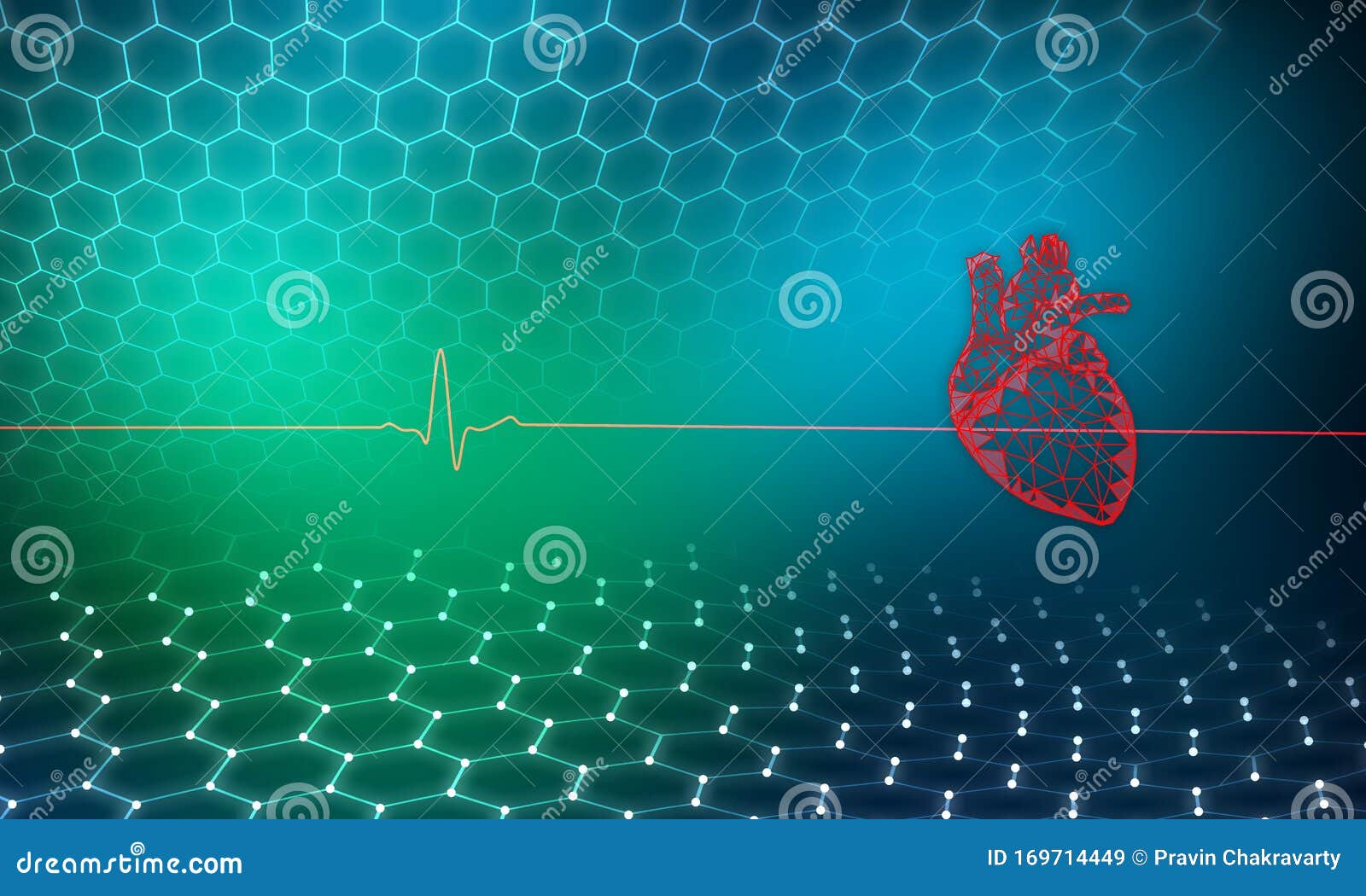 Heart Structure 3D Render Concept. Polygonal Science Research ...