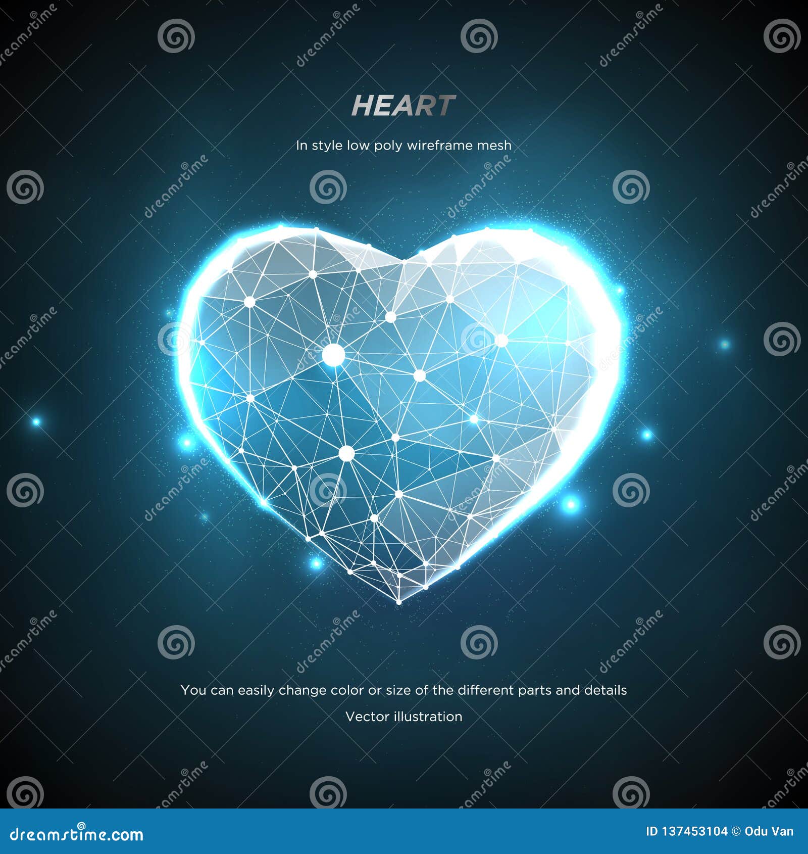 Heart in Style Low Poly Wireframe Mesh. Concept Love or Technology ...