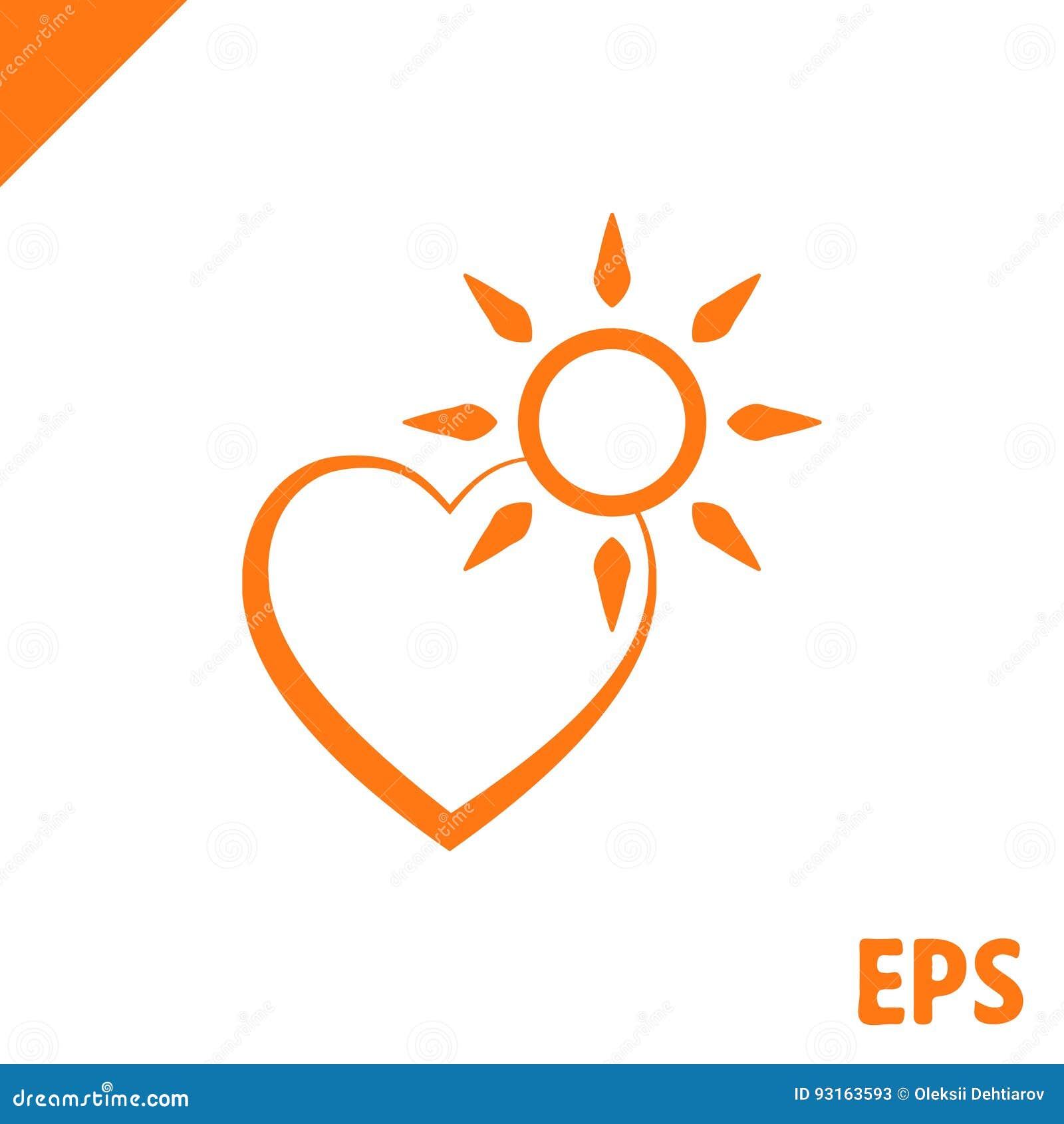 Heart and the Sun Icon Stock Vector Illustration Flat Design Stock ...