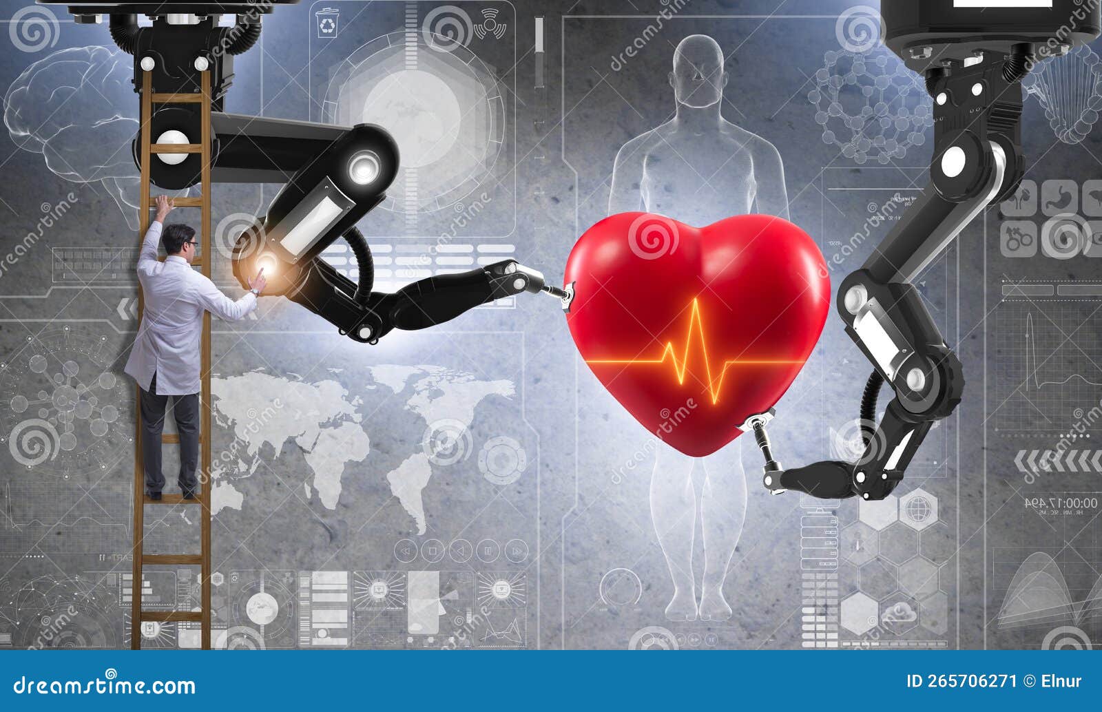 Heart Surgery Done by Robotic Arm Stock Image - Image of coronary ...