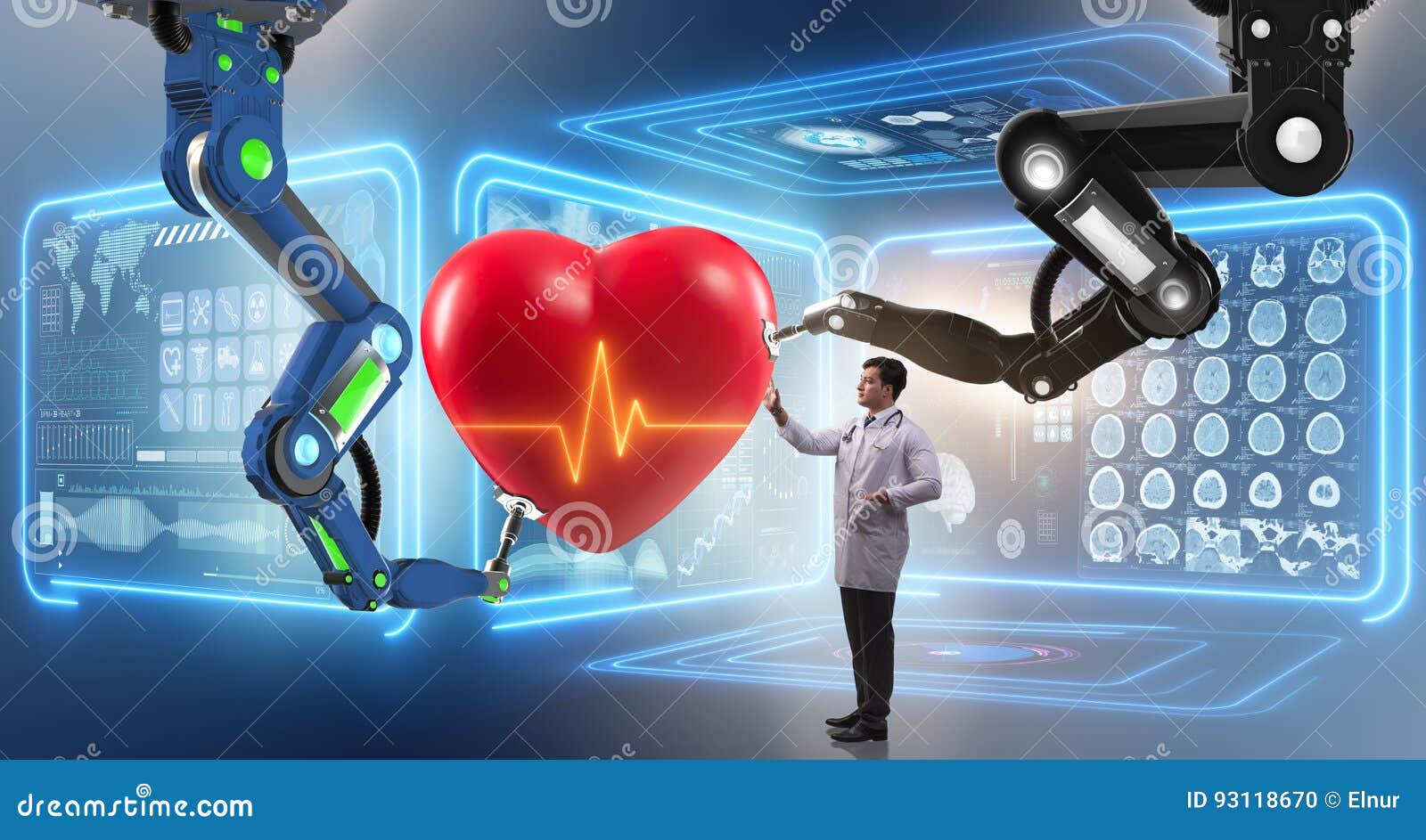 The Heart Surgery Done by Robotic Arm Stock Photo - Image of bionic ...