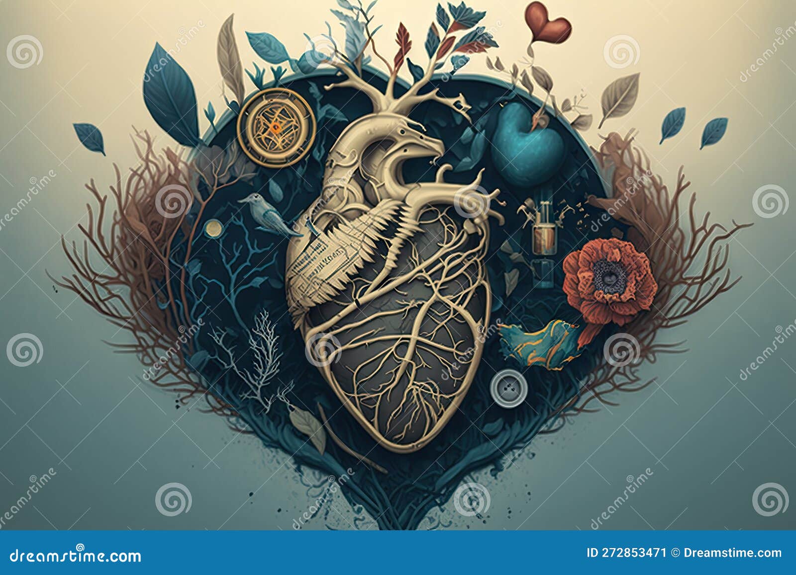 Heart, Surrounded by Symbols and Illustrations that Represent Life and ...