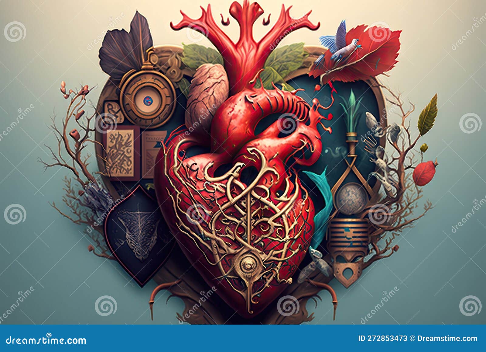 Heart, Surrounded by Symbols and Illustrations that Represent Life and ...
