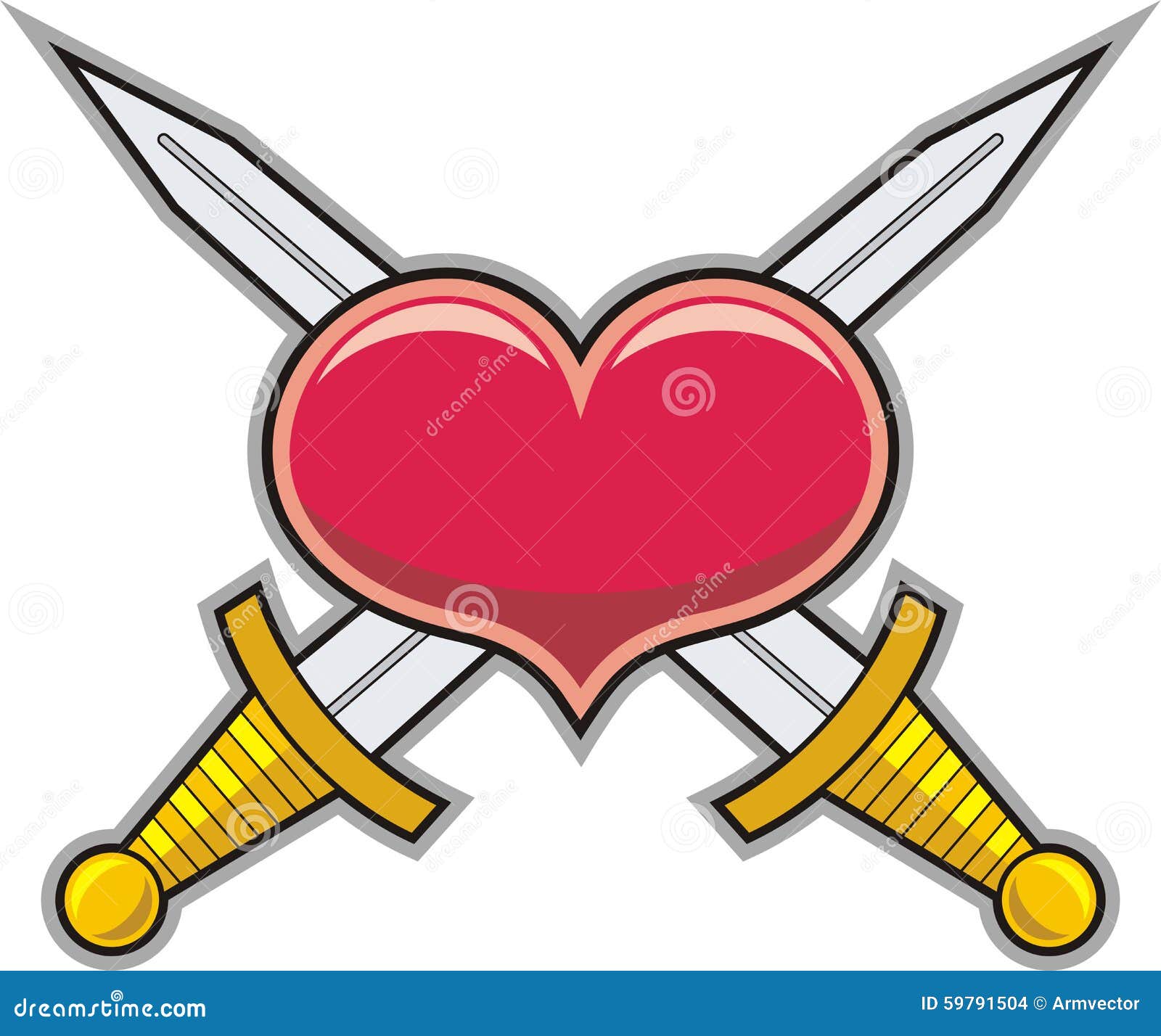 Heart and sword stock vector. Illustration of symbol - 59791504