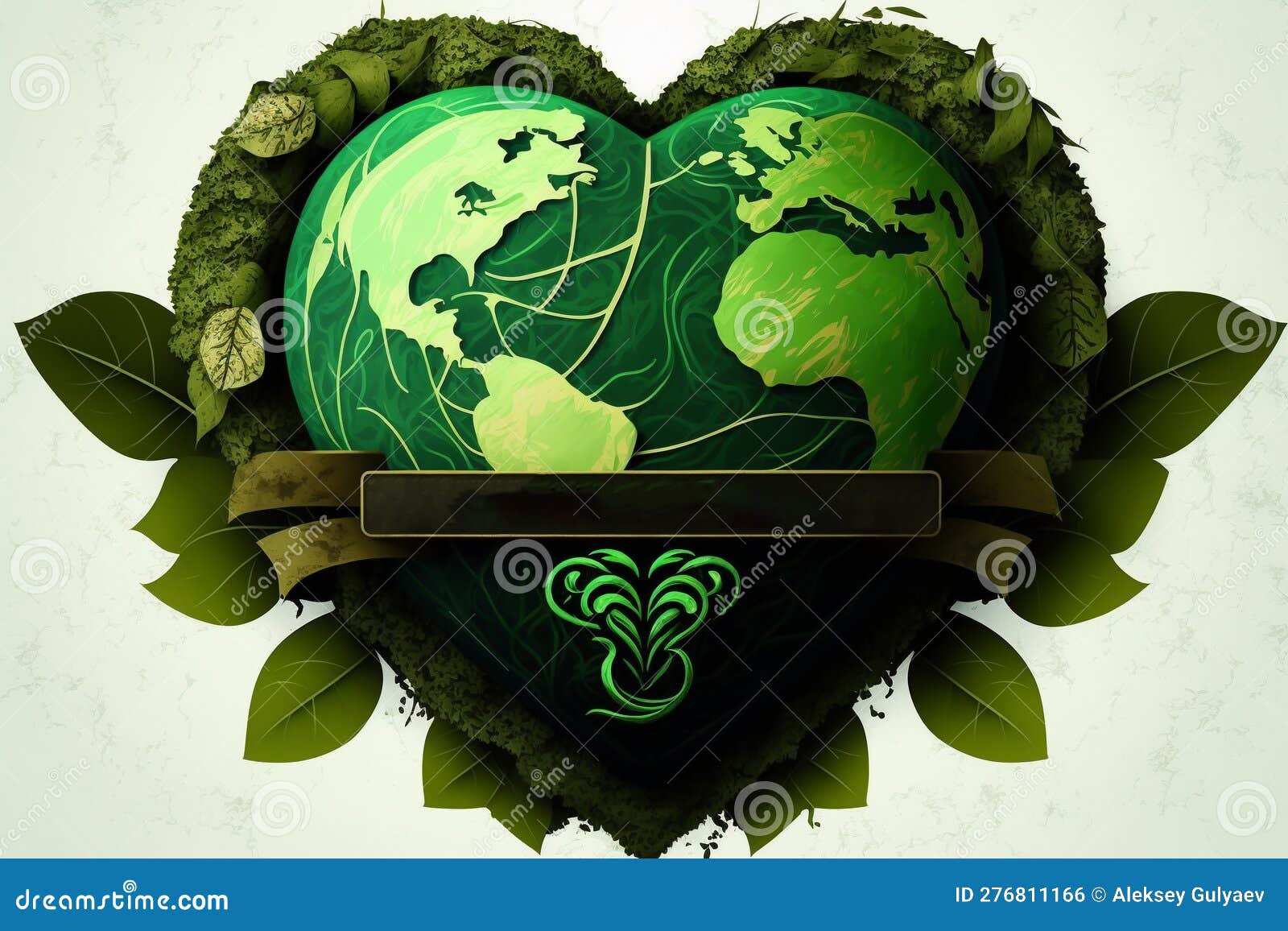 Heart Symbol in Green Leaves. AI Generation Stock Illustration ...