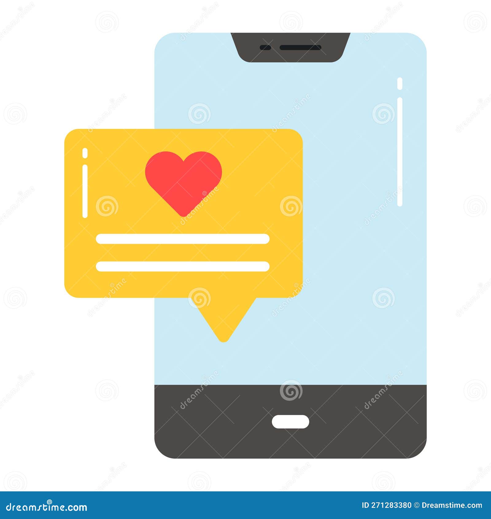 Heart Symbol Inside Chat Bubble with Mobile, Vector of Feedback Stock ...