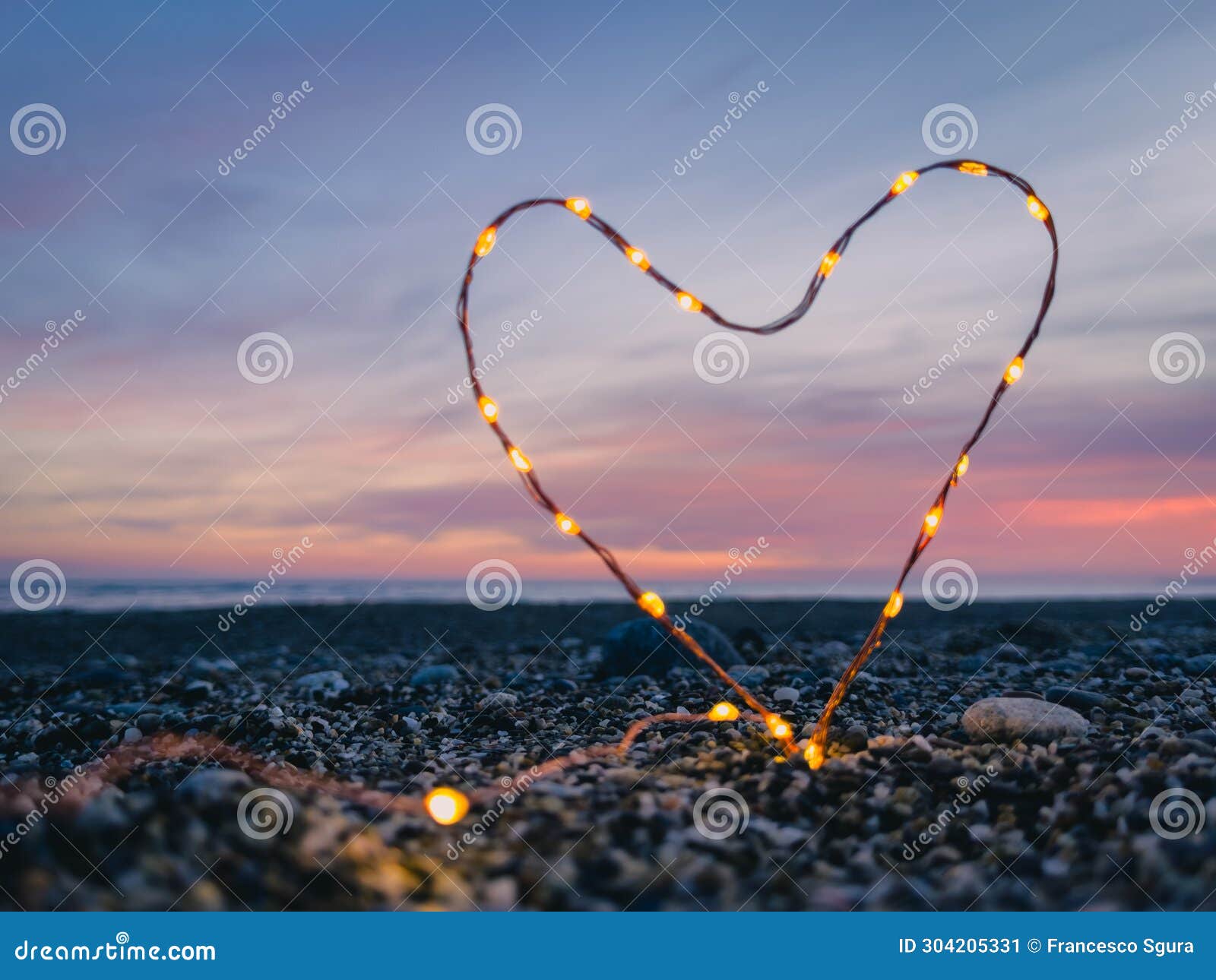 Heart Symbol with Bright Fairy Lights Stock Image - Image of romantic ...