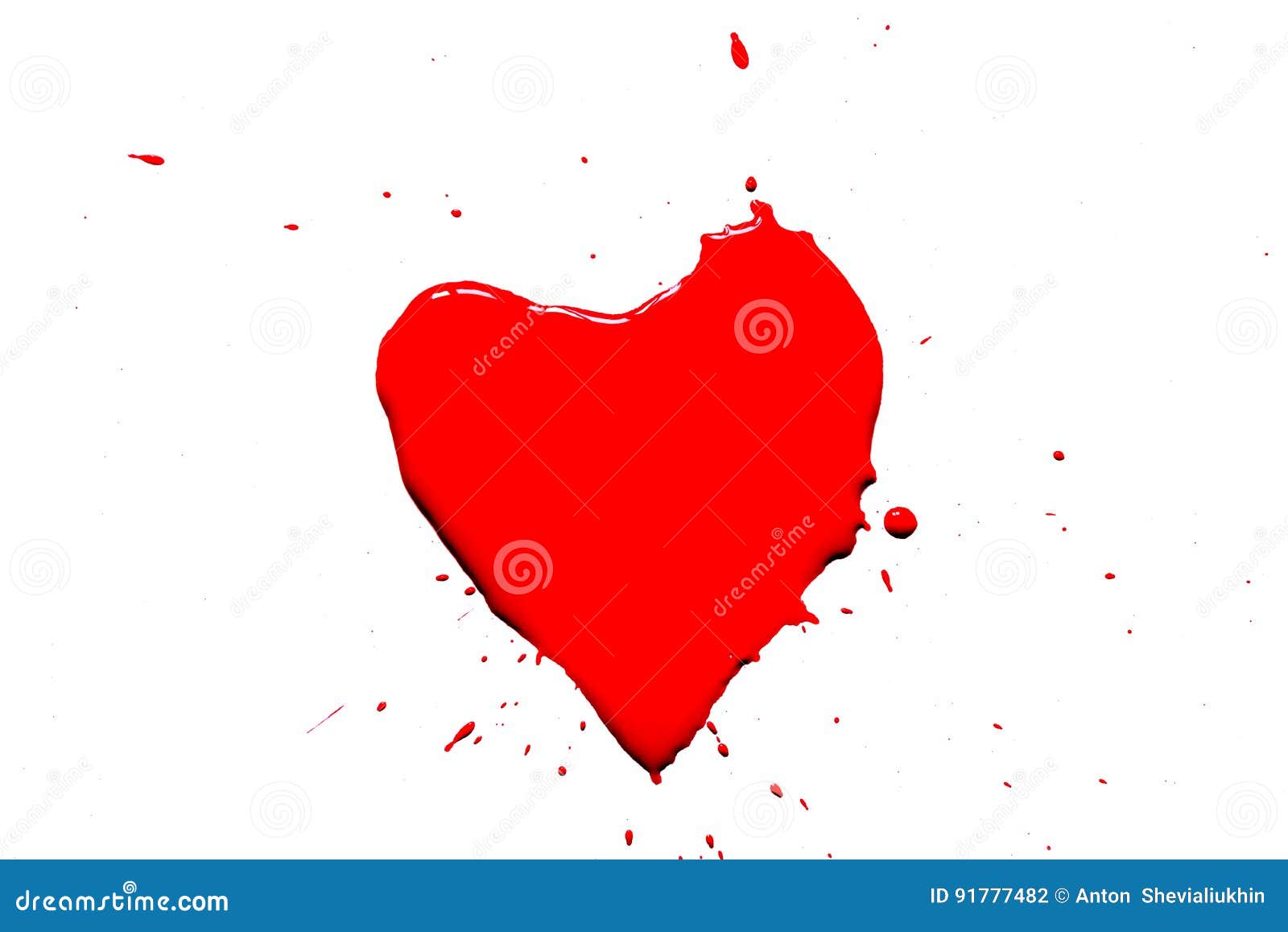 Heart Symbol Painted with Red Paint with Splashes Around Isolated on ...